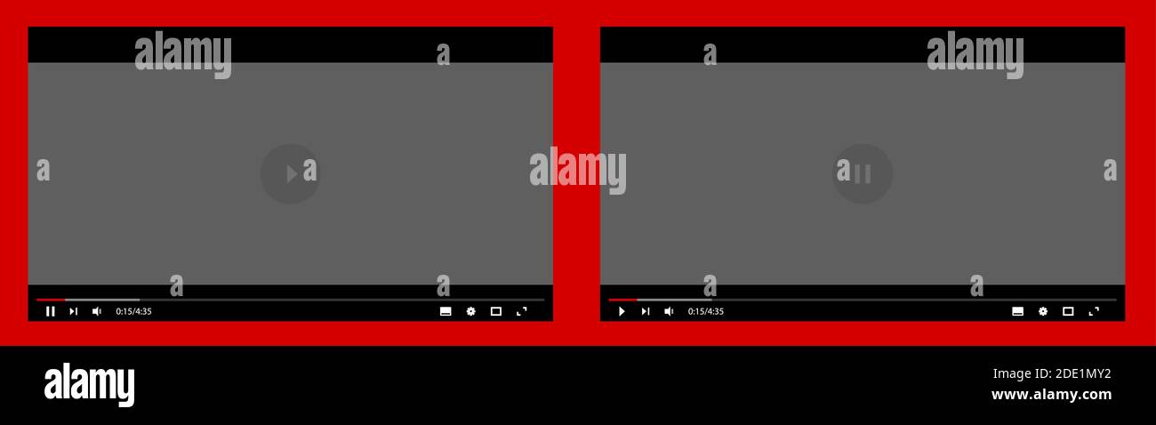 Multimedia player screen template. Layout of a live streaming window on ...