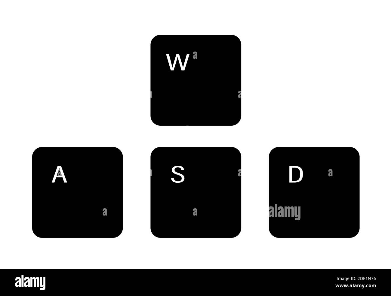 Set of gaming keyboard keys A W S D on a white background. Isolated ...