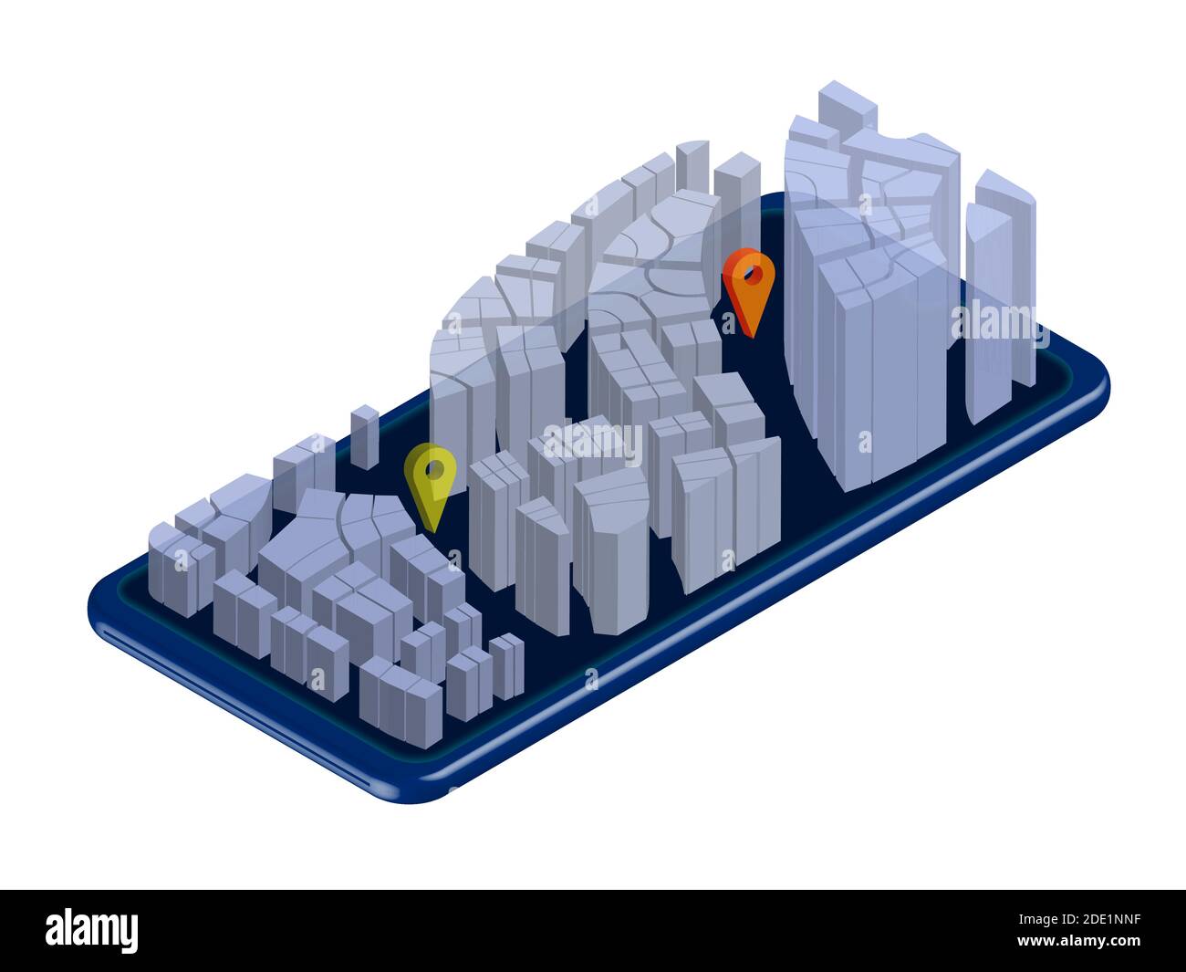 smartphone concept with city projection on screen. Smart planning of ...