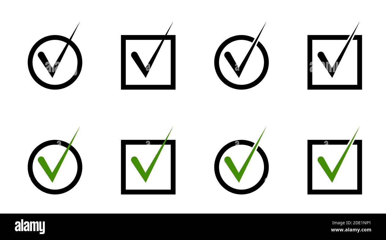 set of windows. Round and square cells for voting. A check mark, a mark ...