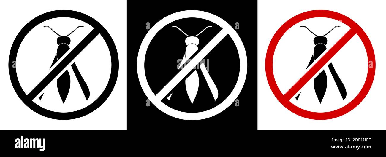 warning round sign about the danger of poisonous insects. Attack of ...