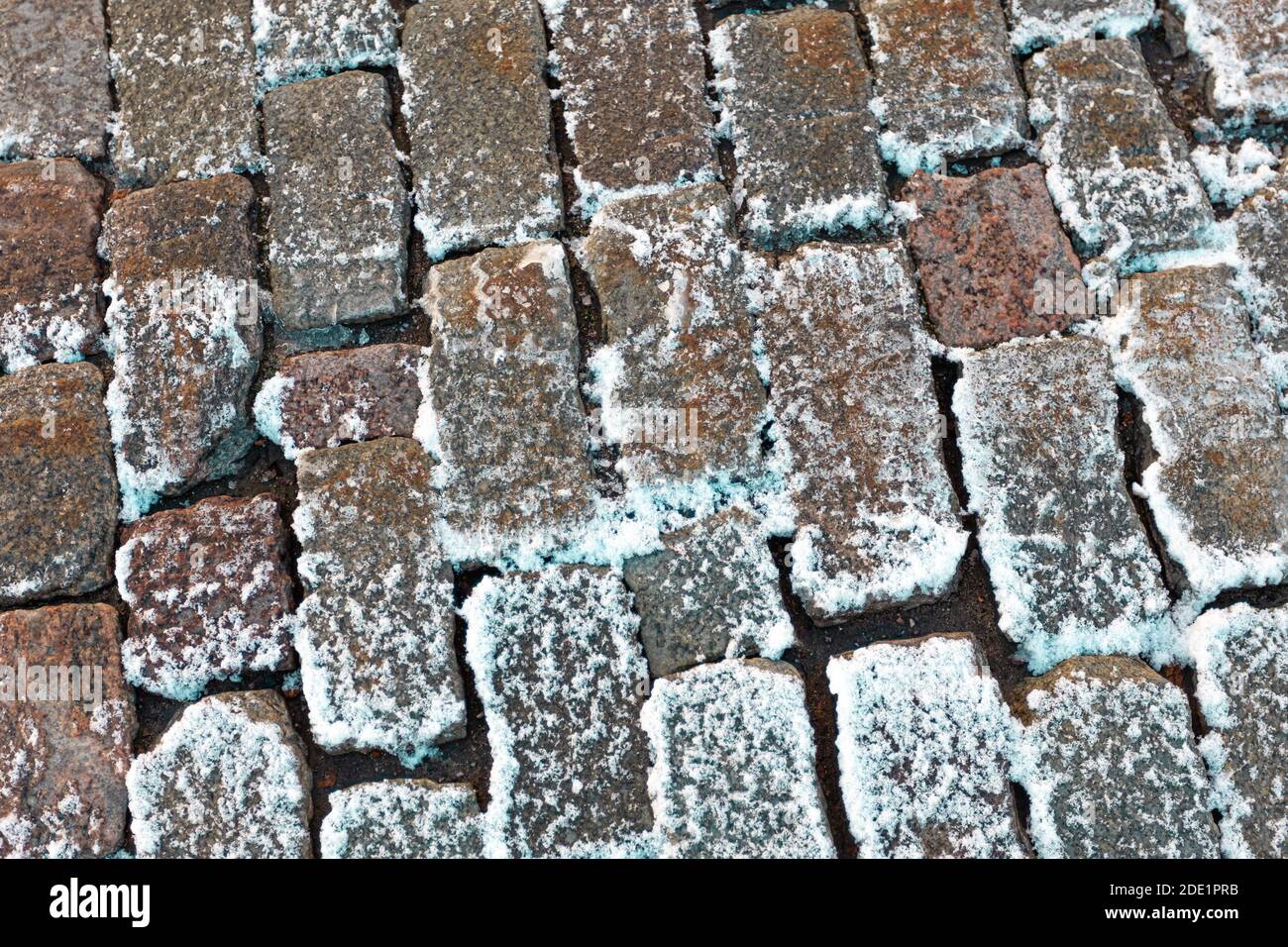 road covered with frost. concept, dangerous traffic, ice. High quality ...