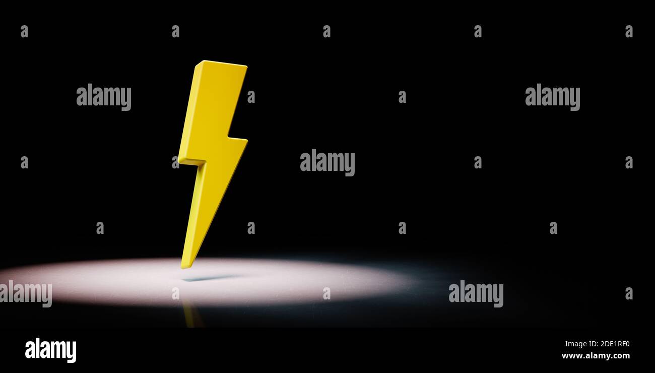 Thunder Symbol Spotlighted on Black Background Stock Photo - Alamy