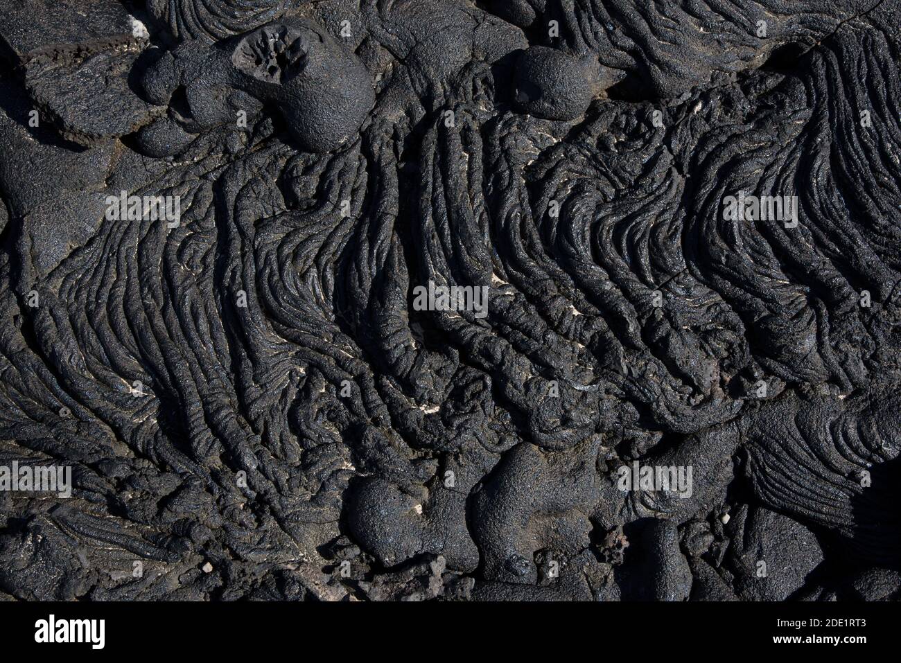 Impressive 150 year old Pahoehoe lava flow at Sullivan Bay at Santiago ...
