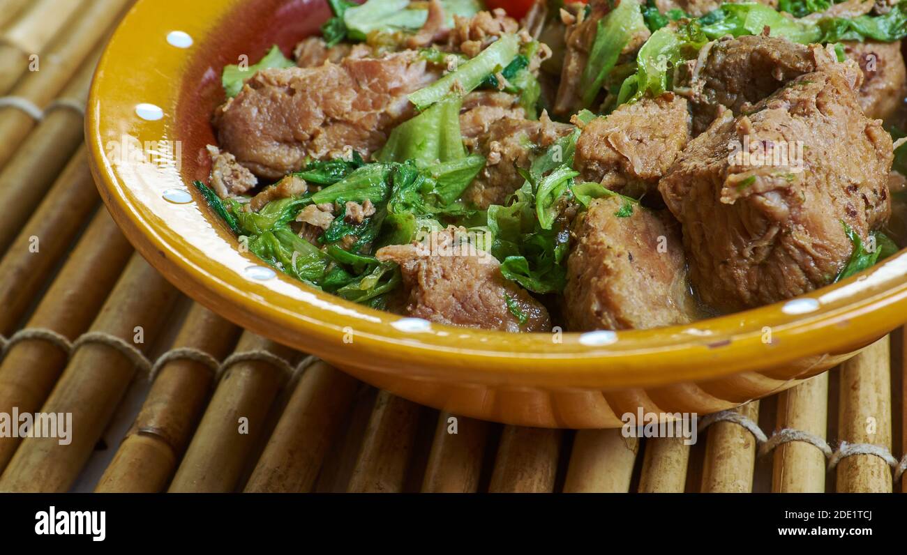 Romazava - national dish of Madagascar, consisting of greens, zebu meat ...
