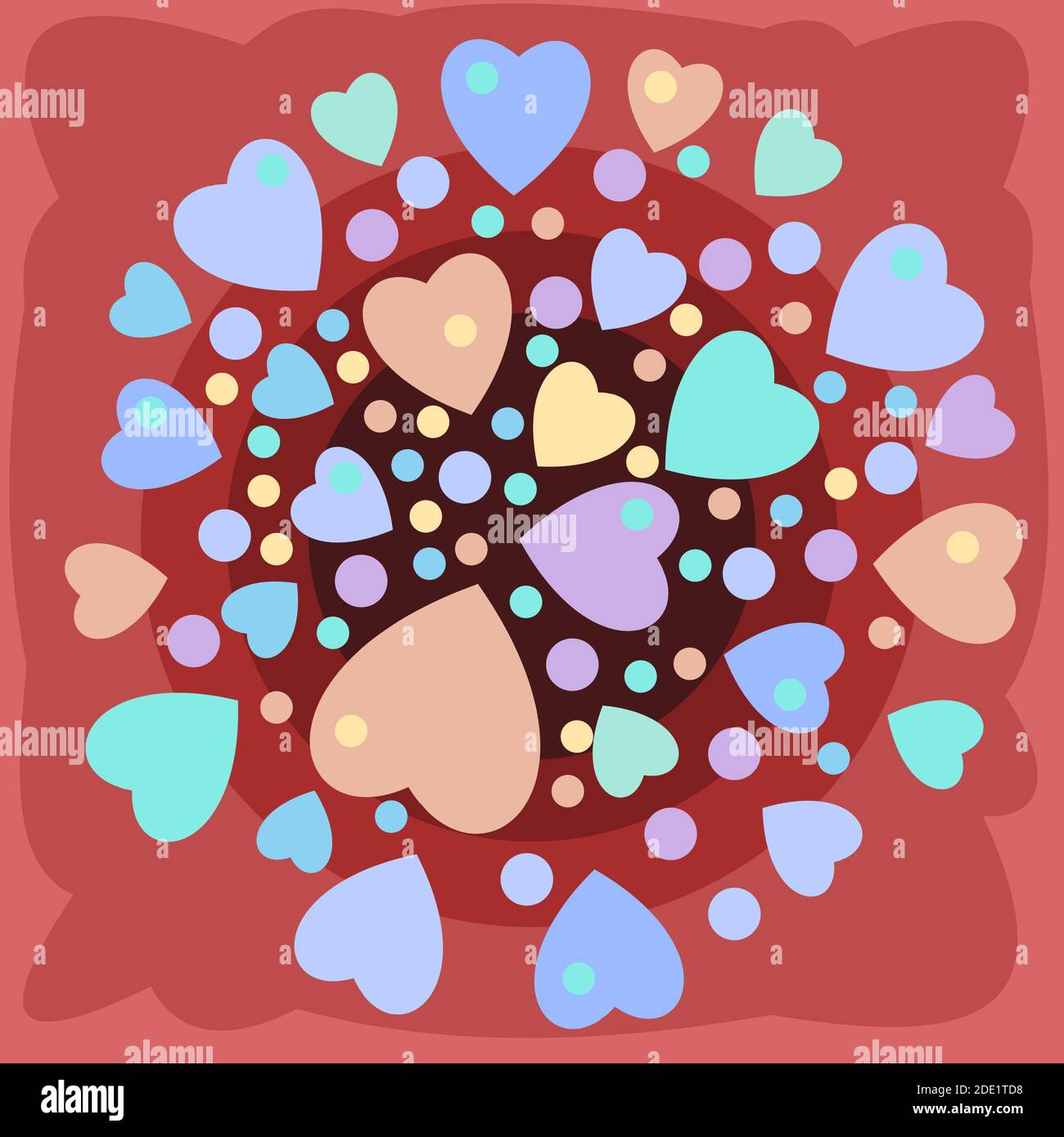 Abstract background with hearts. Cartoon flat style. Isolated over ...