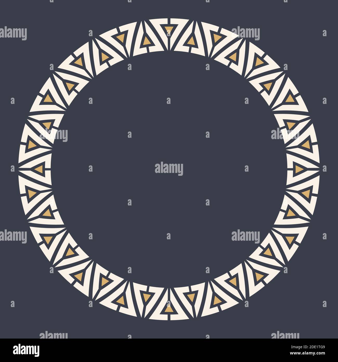 Abstract round meander, circular geometric ornament, frame made of ...