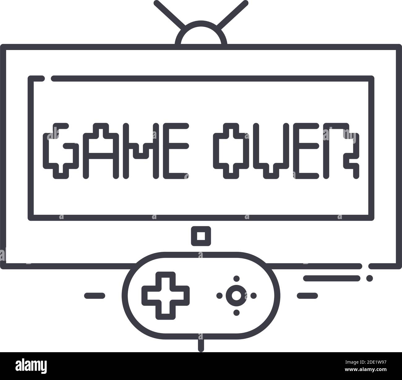 Game over icon, linear isolated illustration, thin line vector, web ...