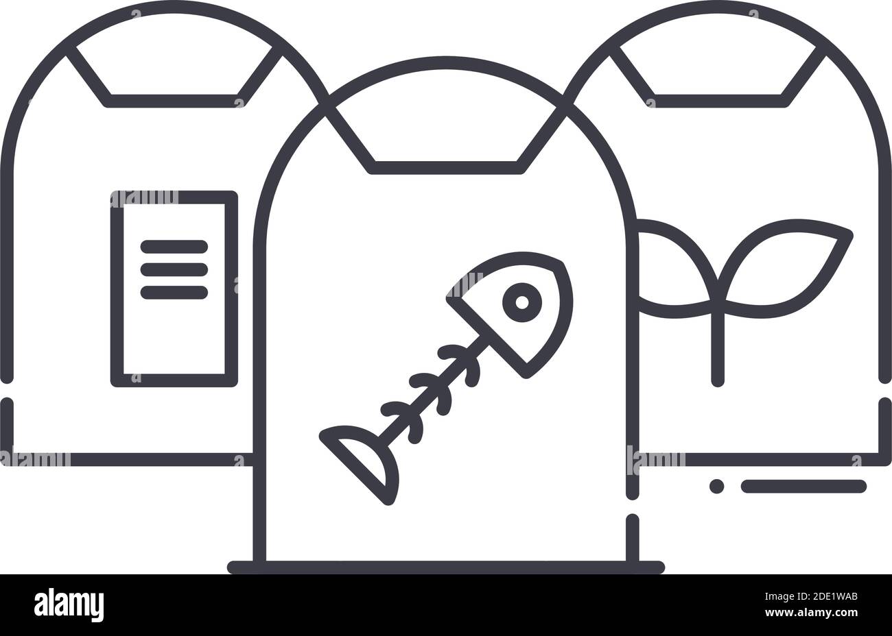 Garbage segregation icon, linear isolated illustration, thin line ...