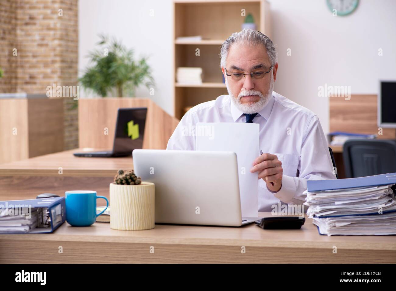 Old employee working in the office Stock Photo - Alamy