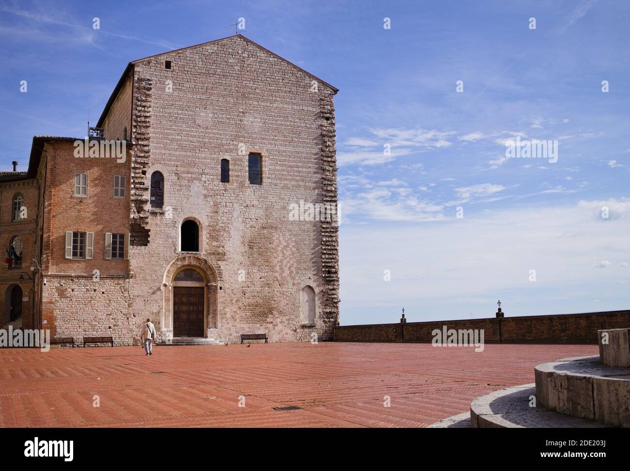 A front view of a medieval building facade of an ancient italian ...