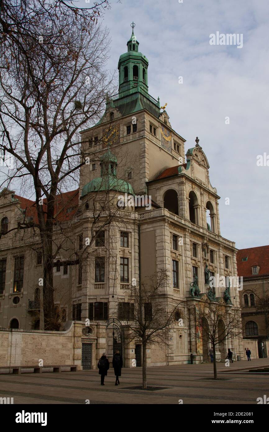 Exterior of the Bayerisches Nationalmuseum, or The Bavarian National Museum, Munich, Germany ...