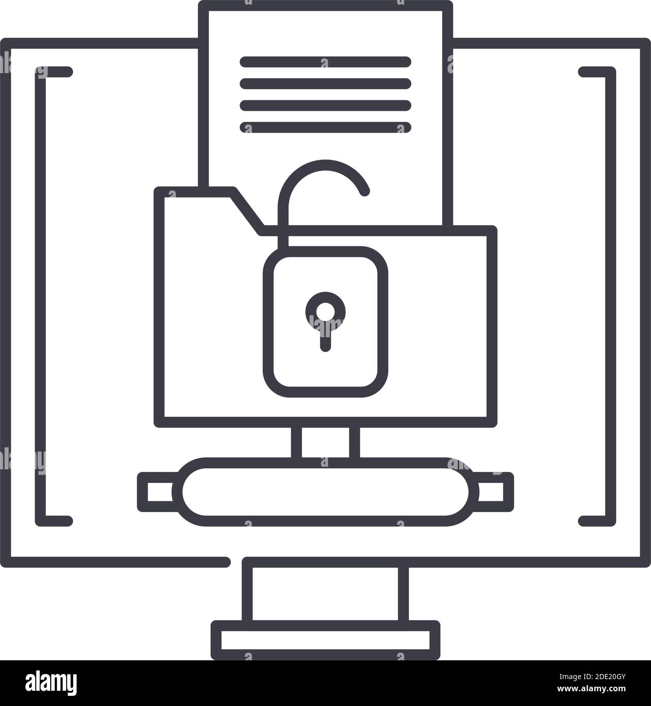 Ftp access icon, linear isolated illustration, thin line vector, web design sign, outline ...