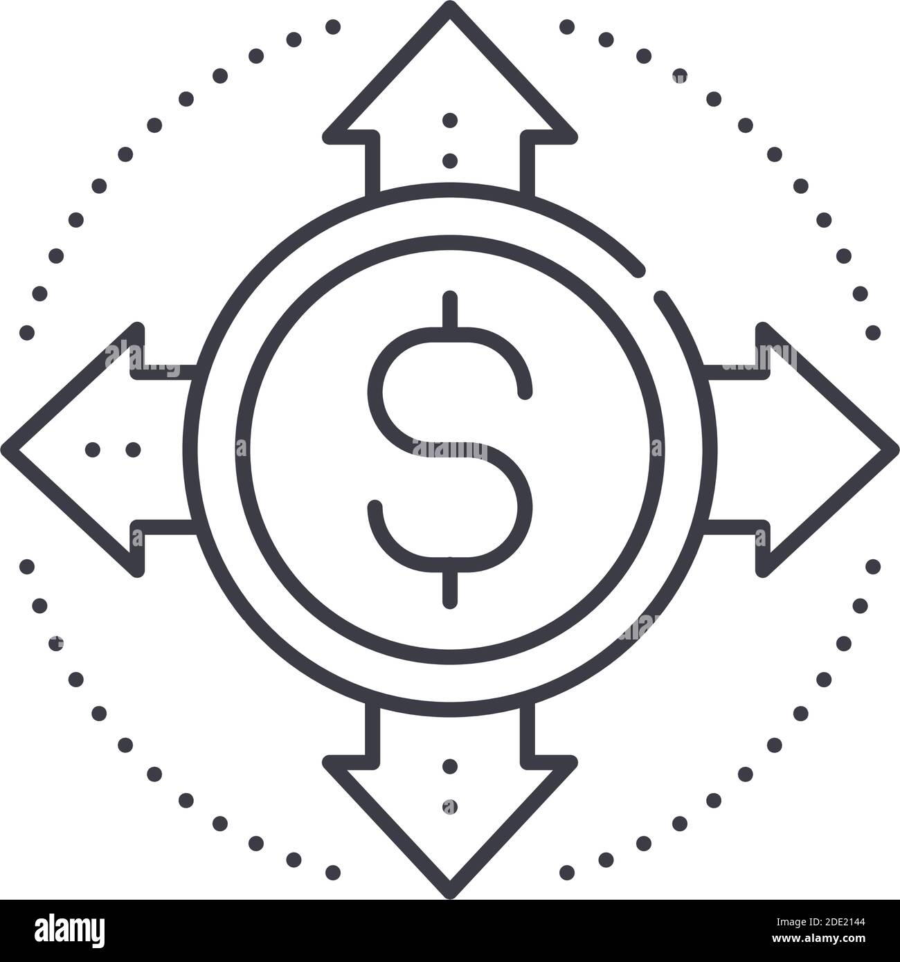 Fund flow icon, linear isolated illustration, thin line vector, web ...