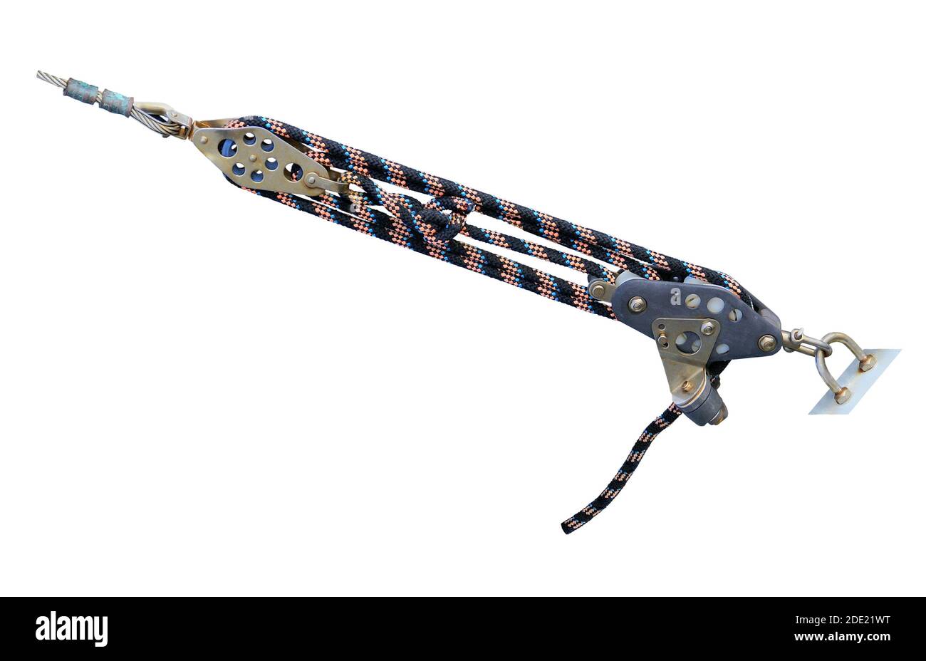 Hoist rope locked in tension isolated on white background Stock Photo ...