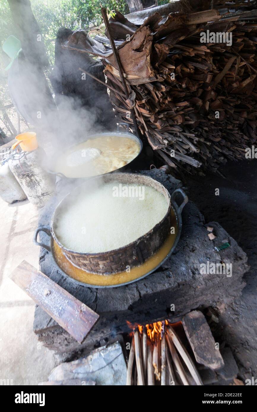 The process of making brown sugar in the traditional way Stock Photo ...