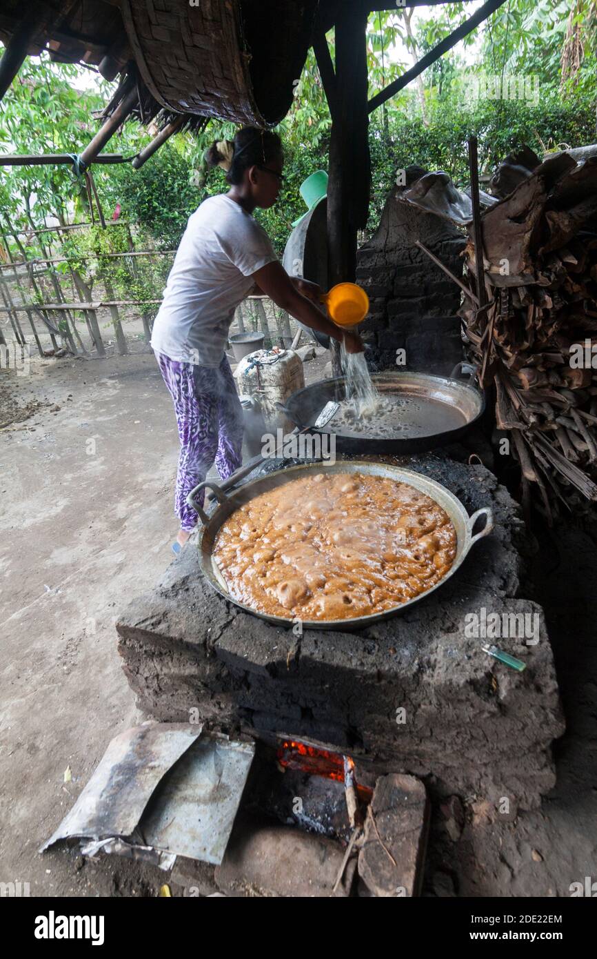 The process of making brown sugar in the traditional way Stock Photo ...