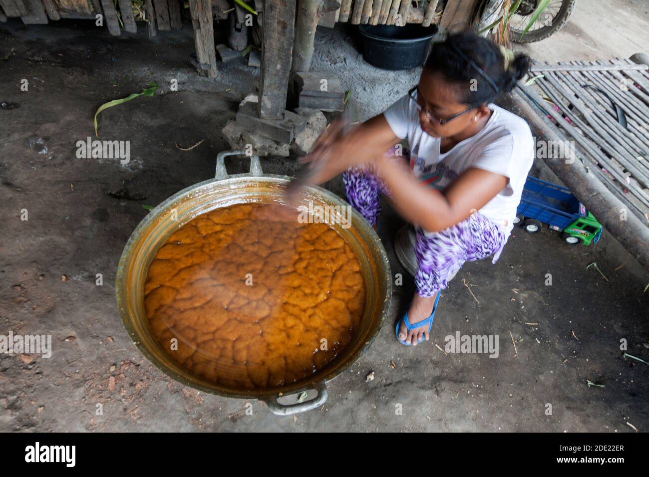 The process of making brown sugar in the traditional way Stock Photo ...