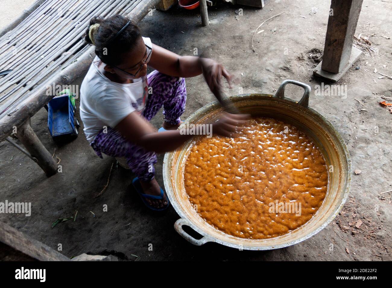 The process of making brown sugar in the traditional way Stock Photo ...