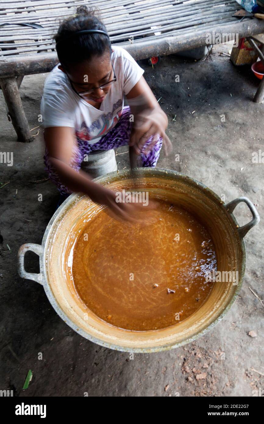 The process of making brown sugar in the traditional way Stock Photo ...