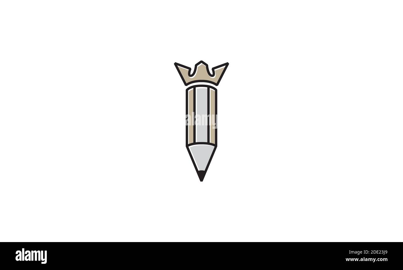 creative pencil with crown abstract logo vector icon illustration ...