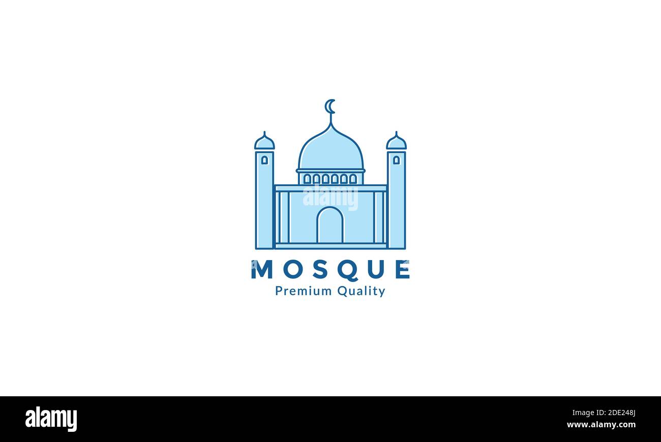 mosque dome line blue modern simple logo vector icon illustration ...