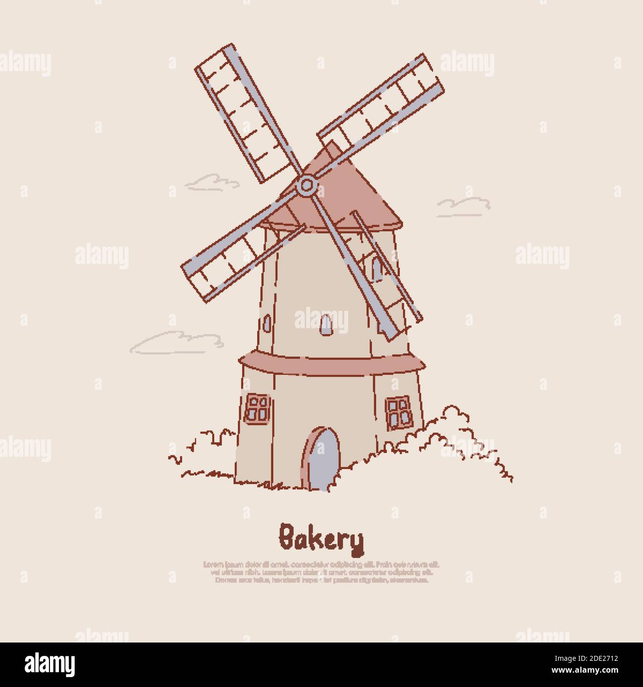 Traditional windmill, rural architecture, flour making, cereal grains ...