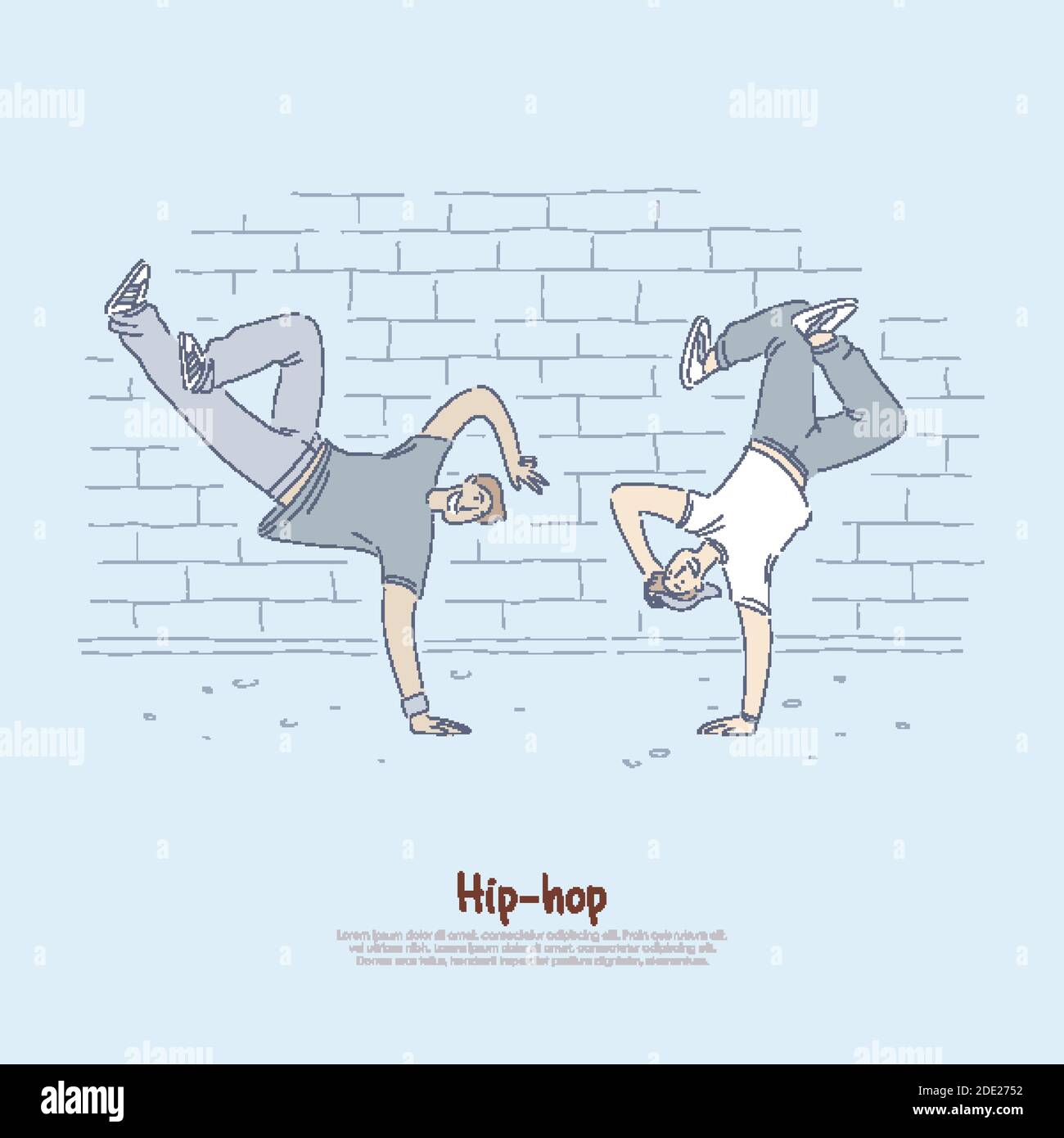 Young sportive dancers, teenagers dancing breakdance, stylish acrobatic ...