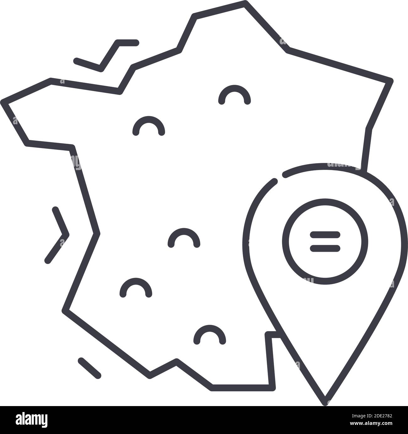 France map icon, linear isolated illustration, thin line vector, web ...
