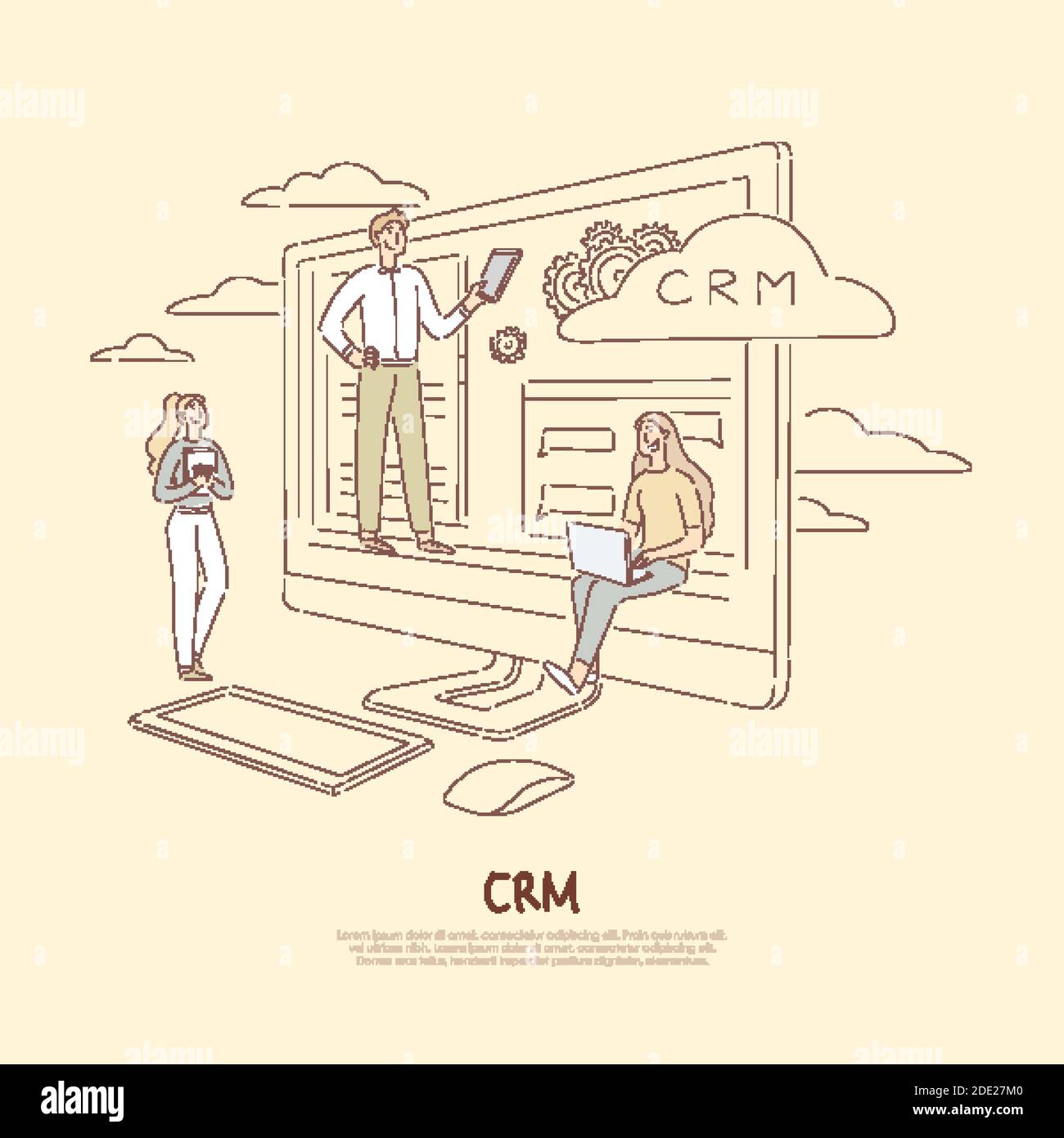 Man drawing crm concept Stock Vector Images - Alamy