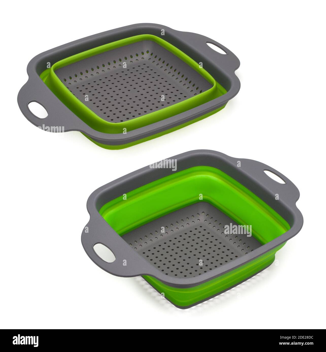 Colander, plastic kitchen utensils on white background Stock Photo - Alamy