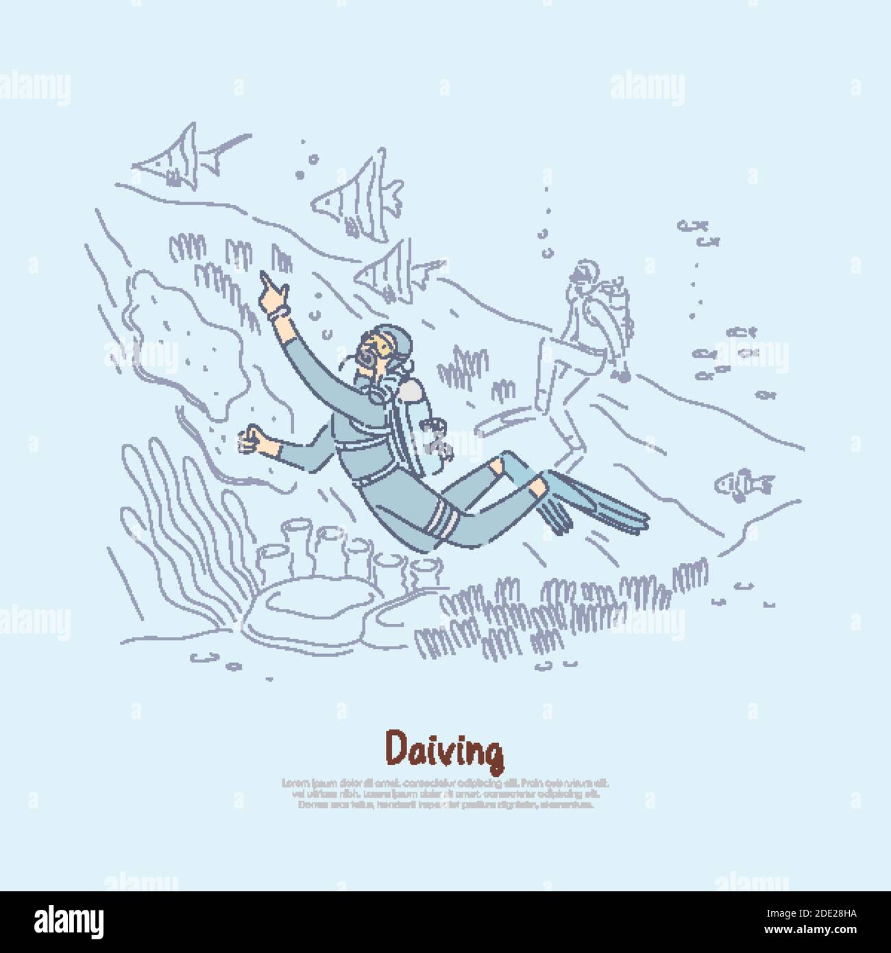 Scuba diving sketch hi-res stock photography and images - Alamy