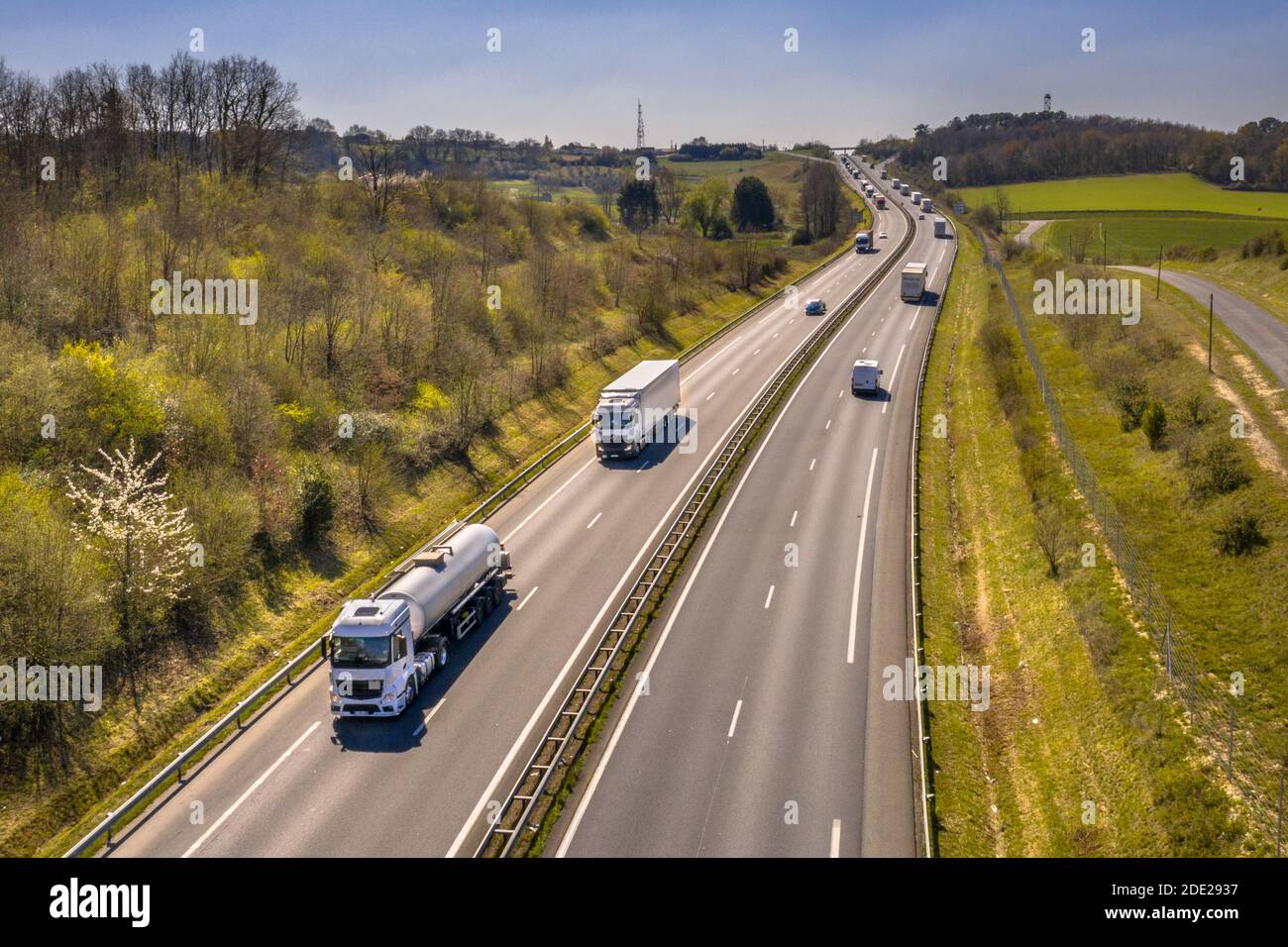 Evening motor Traffic on the N10 Motorway seen from above. This is one ...