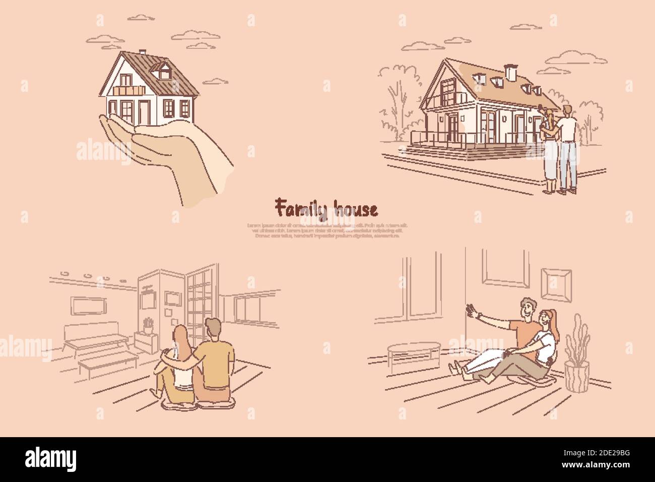 Two hands holding house metaphor, young couple looking at future home ...