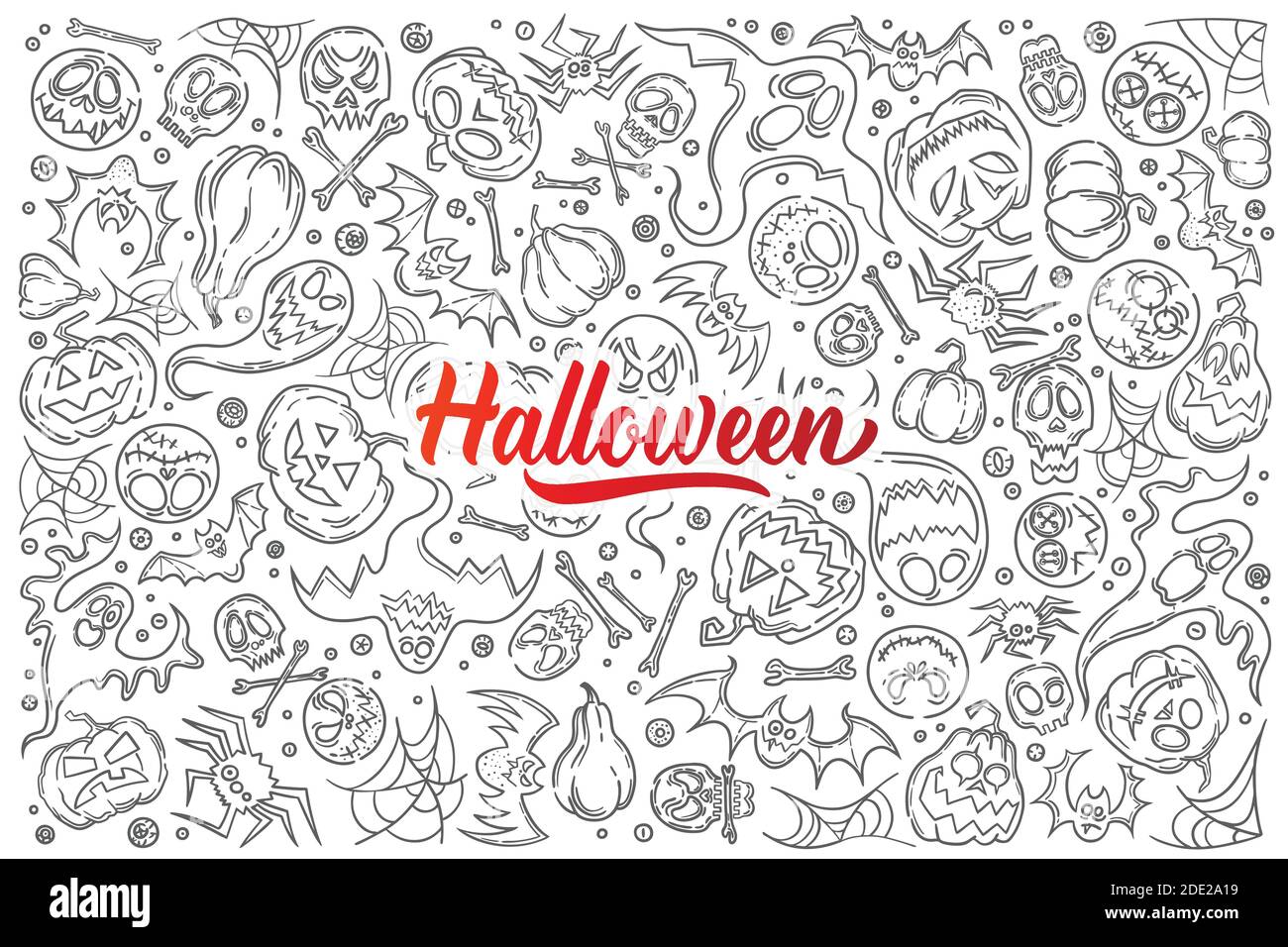 Hand drawn Halloween symbols Stock Vector Image & Art - Alamy