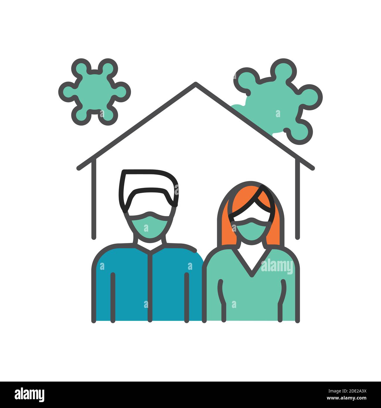 Self isolation line color icon. Sign for web page, mobile app, button ...