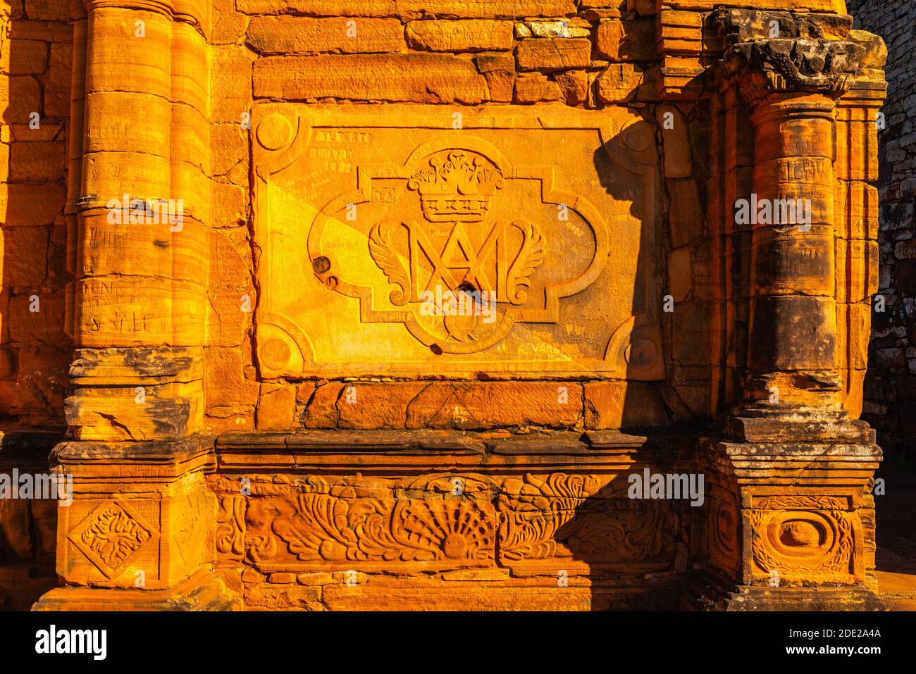 Jesuit Emblem, ruins of the Jesuit Mission San Ignacio Mini, UNESCO ...