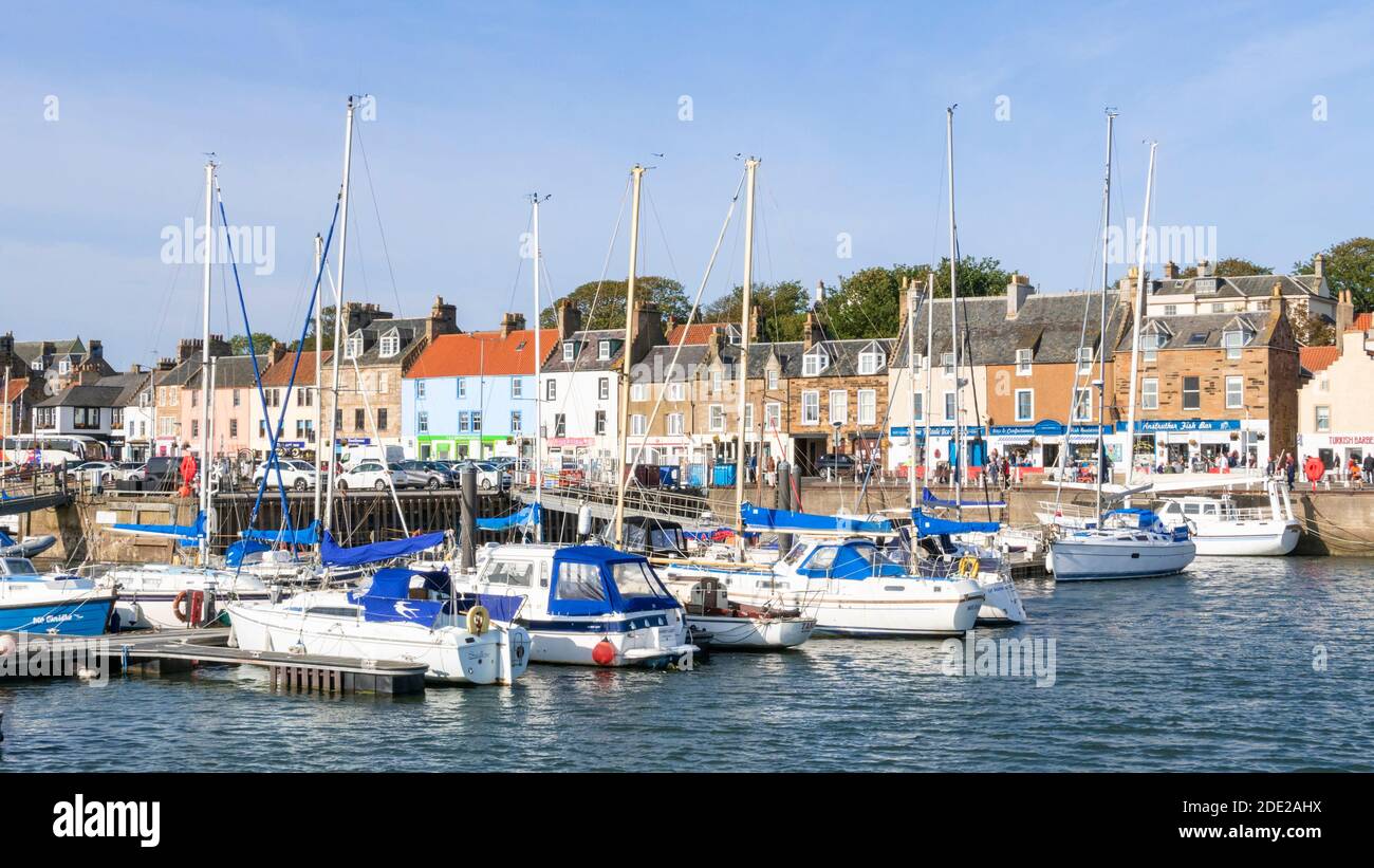 Anstruther harbour Fishing boats and yachts in the scottish coastal ...