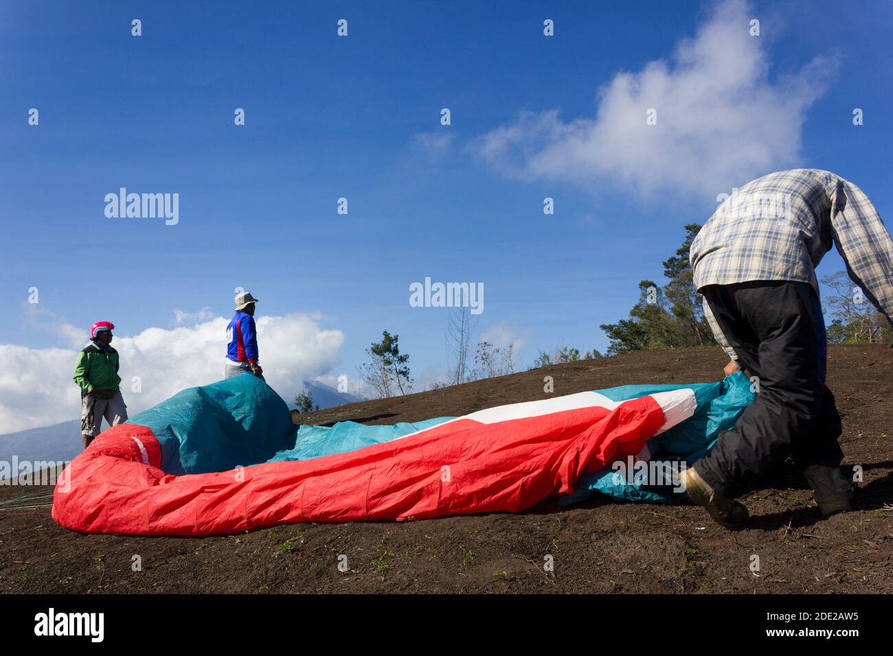 Puncak Megasari is a favorite place for paragliding activities Stock ...