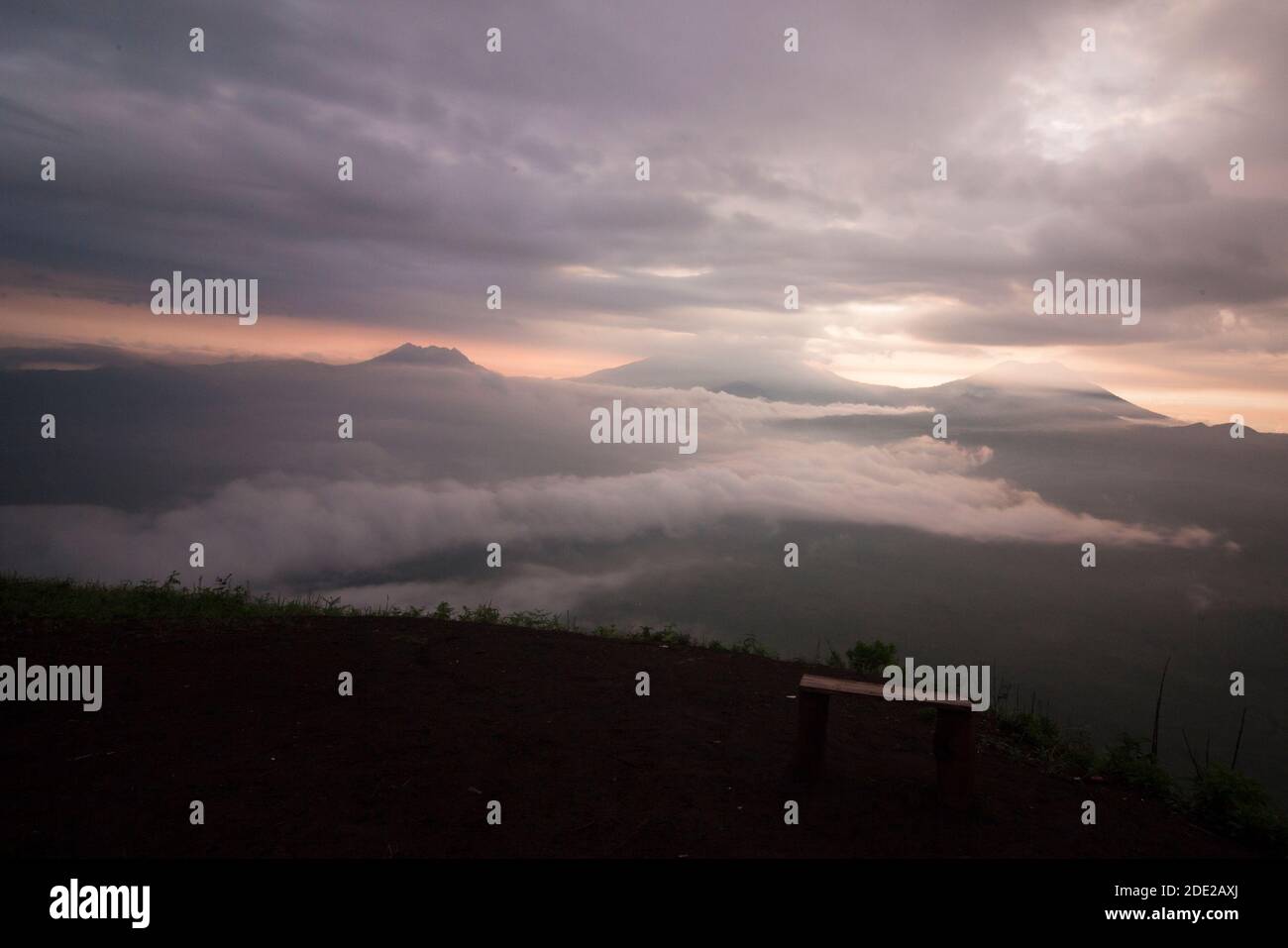 Beautiful sunrise on Puncak Megasari Stock Photo - Alamy