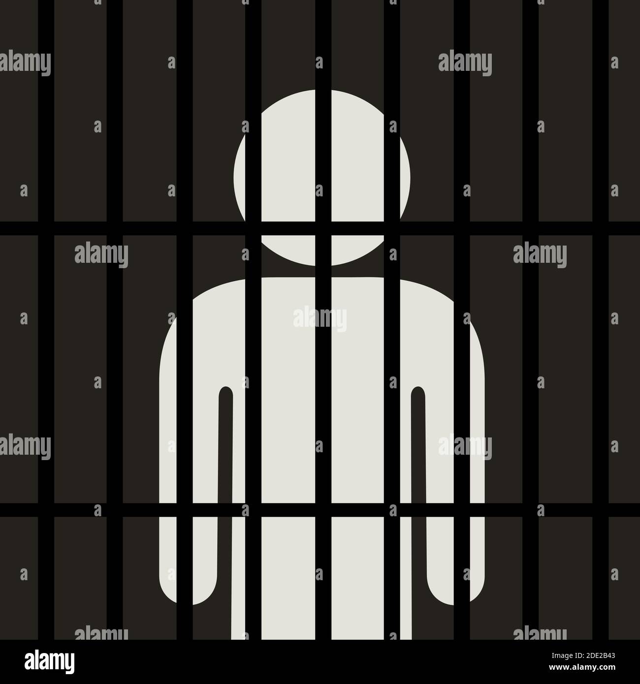 Symbol of man is behind bars in the dark place - criminal and ...