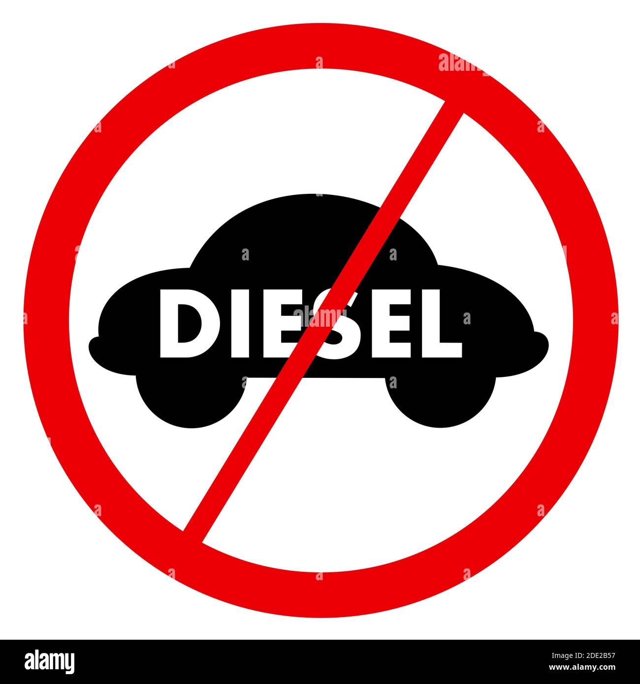 Diesel ban - traffic sign is prohibiting to use vehicles and cars with ...