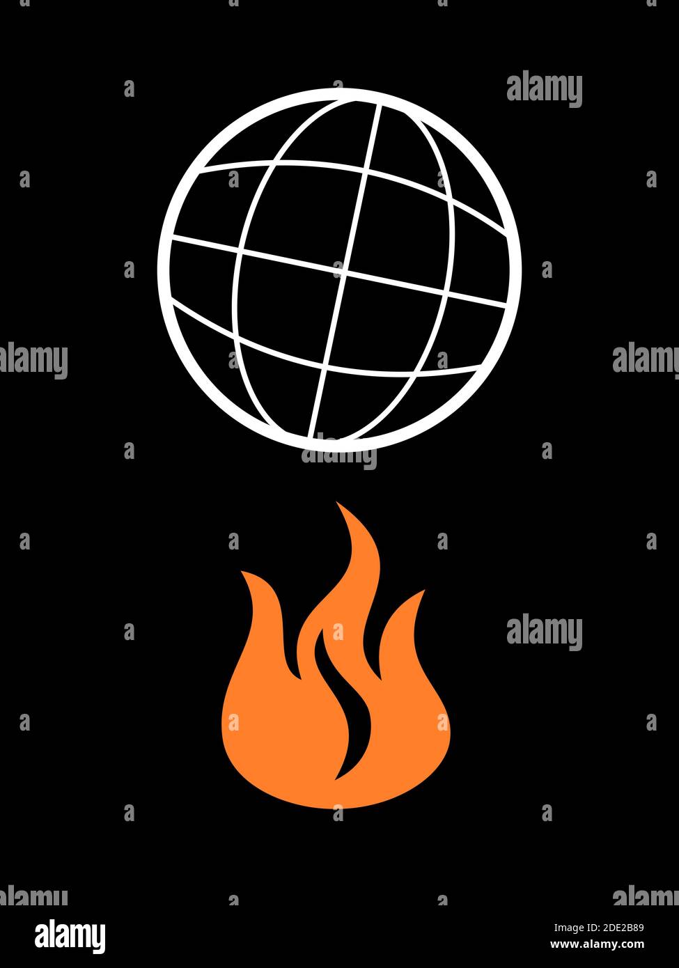Global warming / Climate change - orange flame under Earth is causing ...