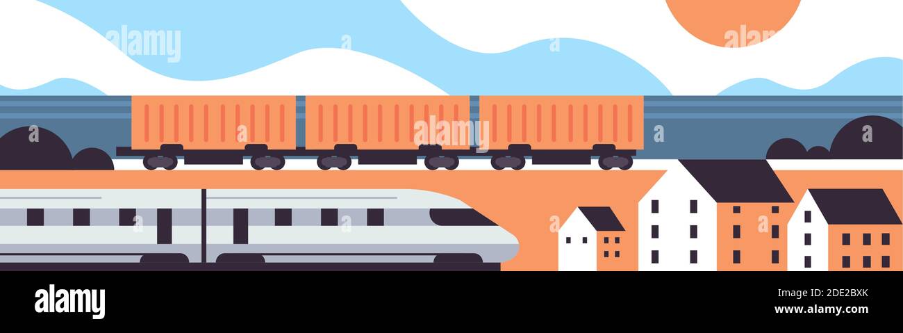 high speed and freight trains railway product goods shipping express ...