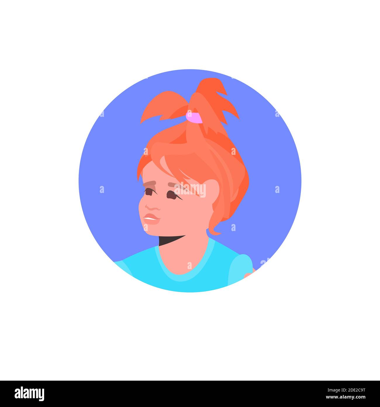 girl face avatar little child female cartoon character portrait vector ...