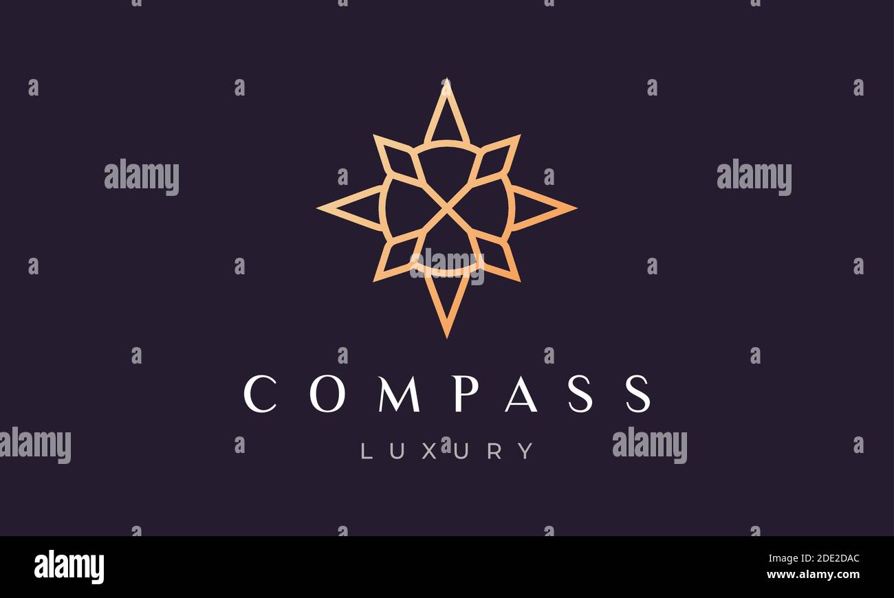 simple compass logo concept with modern and luxury style with gold ...