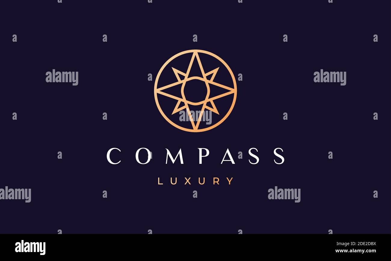 simple compass logo concept in a modern and luxury style with gold ...