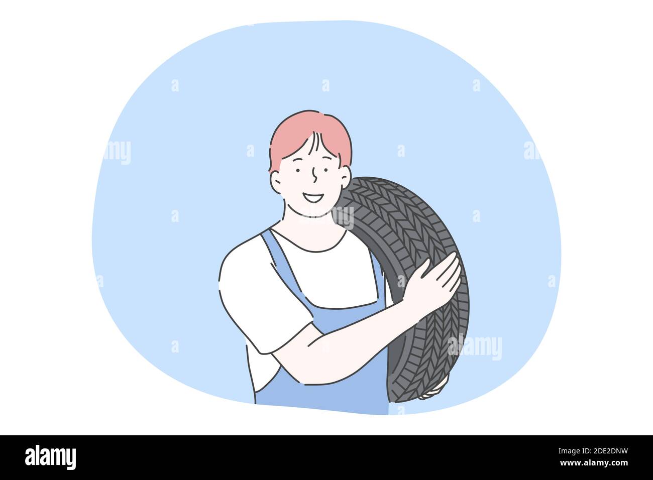 Cartoon of man fixing car hi-res stock photography and images - Alamy