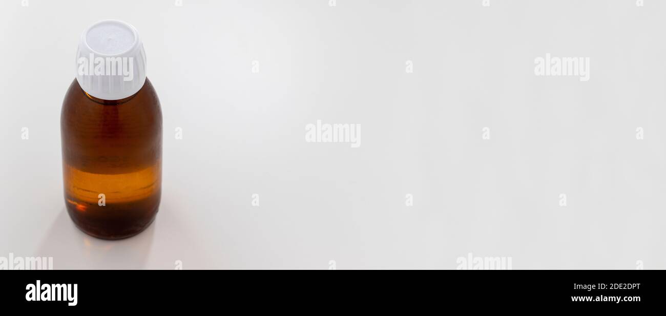 syrup medicine medicine - syrup on white background copy space Stock ...