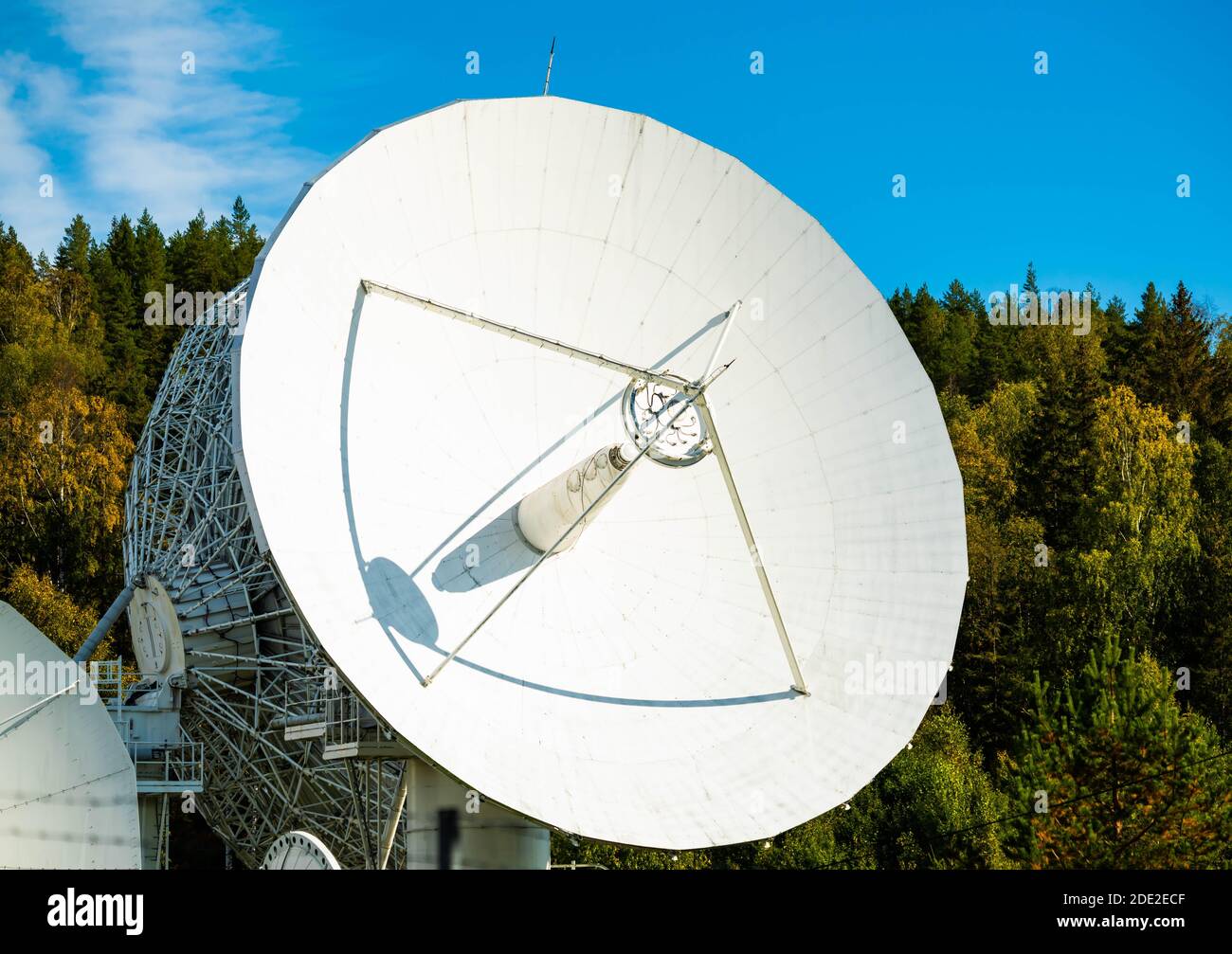 Huge white radar antenna for satellite communication and astronomical ...